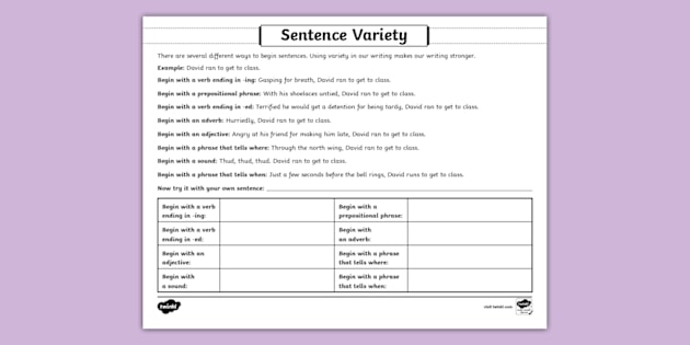 Variety Example Sentence