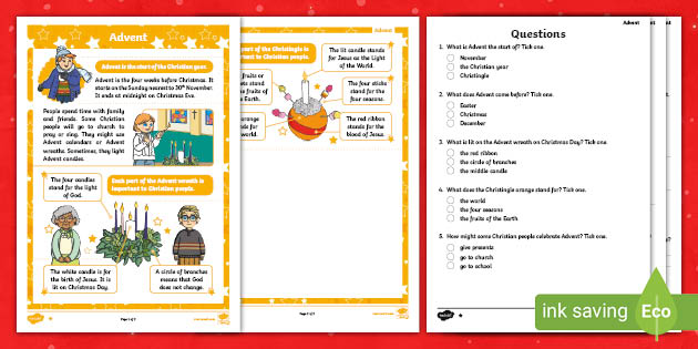 KS1 Advent Differentiated Reading Comprehension Activity