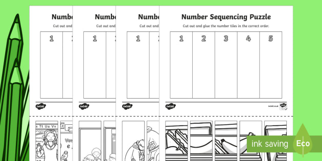 Back to School Themed Number Sequencing Puzzles