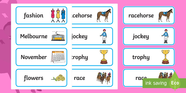 The Melbourne Cup Word Cards