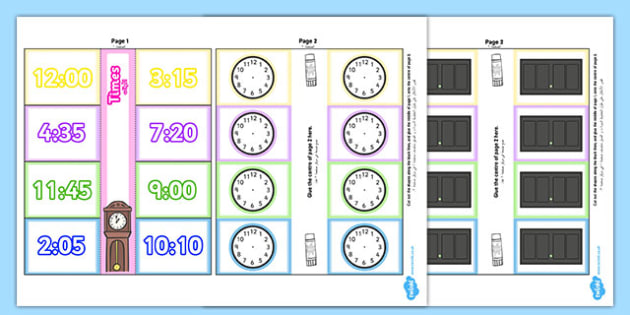 Time Writing Clocks Foldable Visual Aid Template Arabic Translation