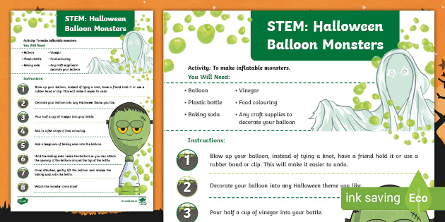 STEM: Halloween Balloon Monsters - Worksheet