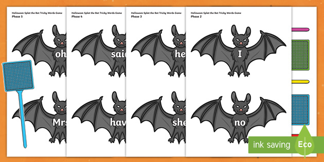 Halloween Splat the Bat Tricky Words Game (teacher made)