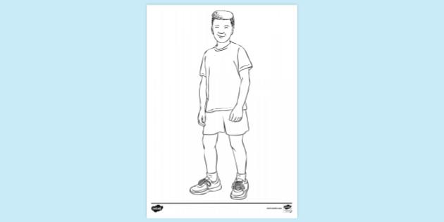 Boy in PE Kit Colouring | Colouring Sheets