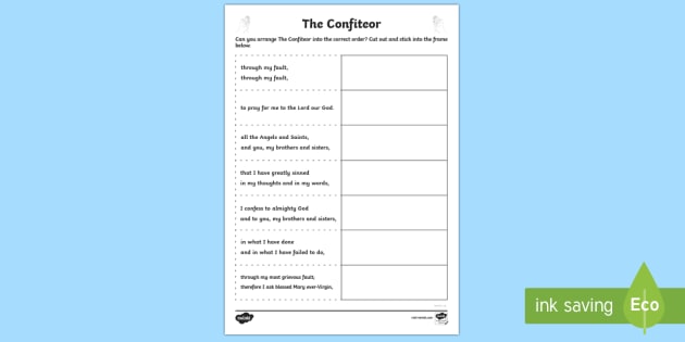 The Confiteor Sequencing Worksheet / Worksheet-Scottish
