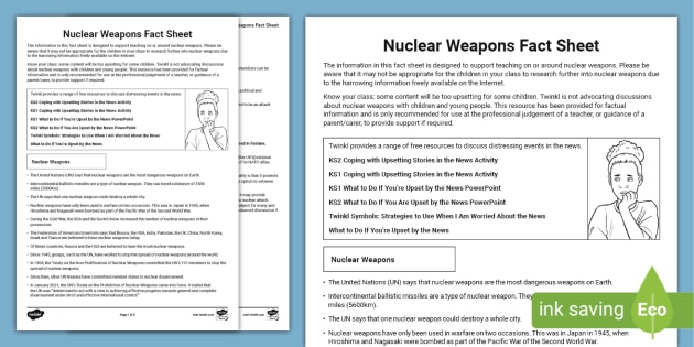 FREE! - Nuclear Weapons Fact Sheet: Adult Guidance