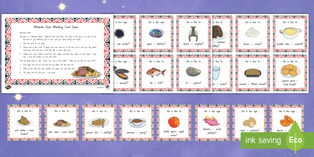 Matariki Hakari Feast Card Game | Māori Card Games | NZ