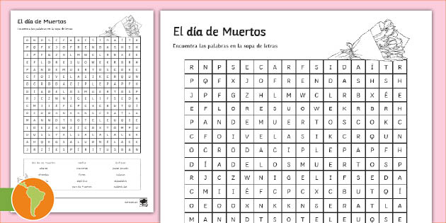 Hoja de actividad: Sopa de letras de día de muertos