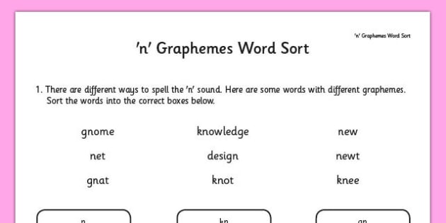 Phase 5 n Graphemes Word Sort (teacher made)