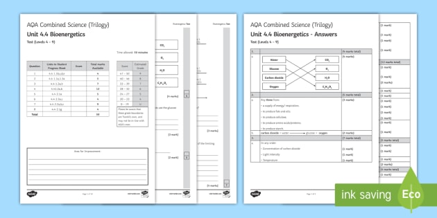 AQA Style Biology (Combined) Paper: Unit 4 Bioenergetics