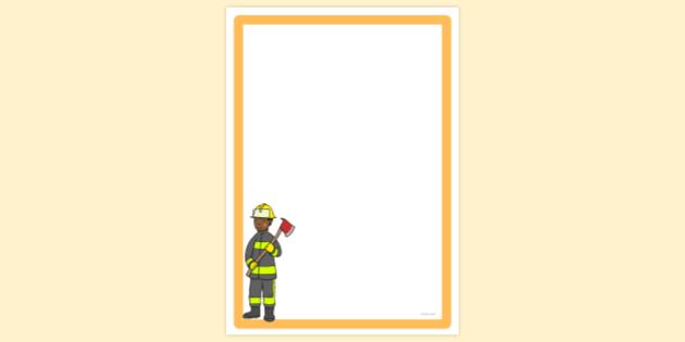 Firefighter With Axe Page Border | Page Borders | Twinkl