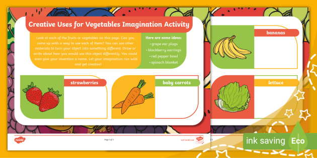 Creative Uses for Vegetables Imagination Activity