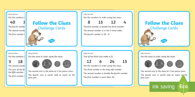 Clue Cards | Math Problem-Solving | PDF Download | F-2