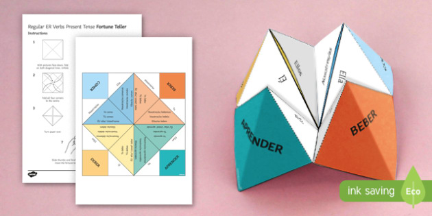 Regular ER Verbs Present Tense Fortune Teller SPanish