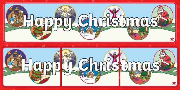 Happy Christmas Banner to Print | Classroom Resources