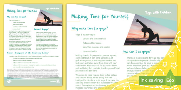 Yoga with Children: Making Time for Yourself (teacher made)