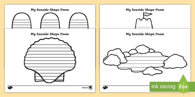 Seaside Shape Poetry Templates - Seaside Poems for Children