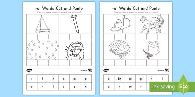 -ai Digraphs Cut and Paste Activity