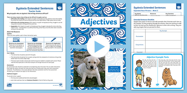 Pack Three Dyslexia Extended Sentences - Expanded Noun Phrase Activity Pack