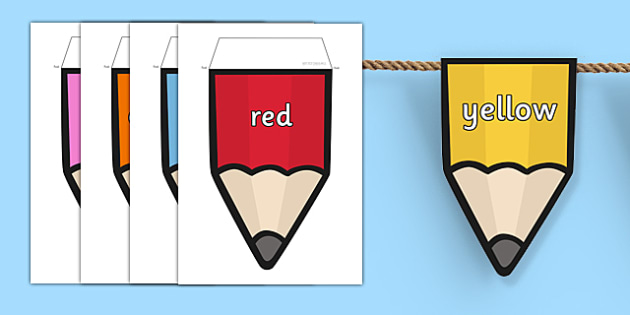 👉 Colours on Pencil Bunting (teacher made)