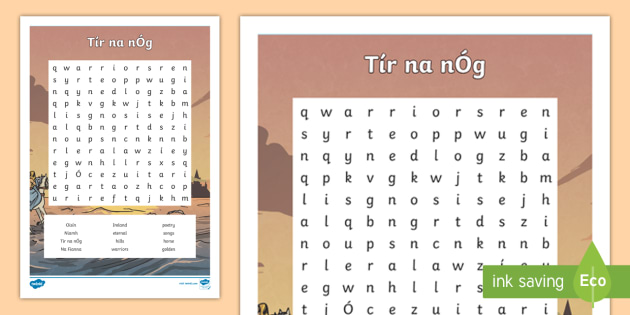 Tír na nÓg Word Search (teacher made)