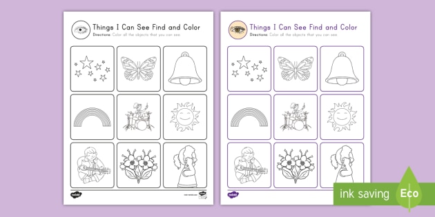 Things I Can See: Find and Color Worksheet (teacher made)