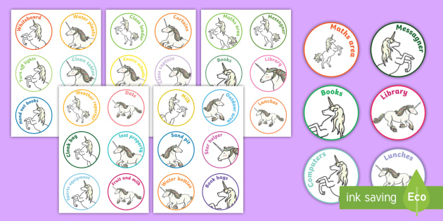 Unicorn Job Labels - Back To School, 2018, New Zealand, Display