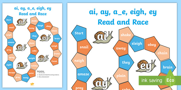 Alternate Long a Sound Phonics Read and Race Game
