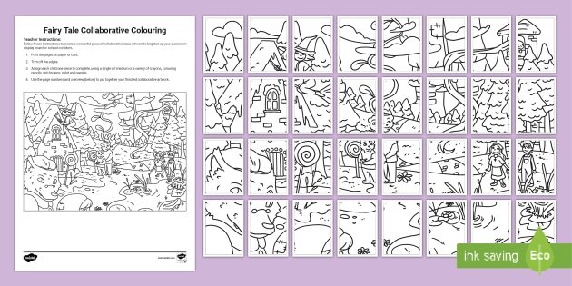Fairy Tale Scene Collaborative Colouring Activity