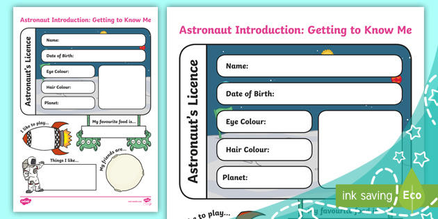 Astronaut Introduction Getting to Know Me (teacher made)