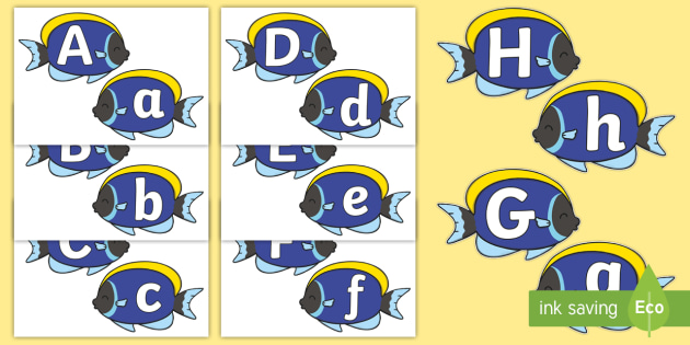 Fish Upper Case and Lower Case Matching Cards
