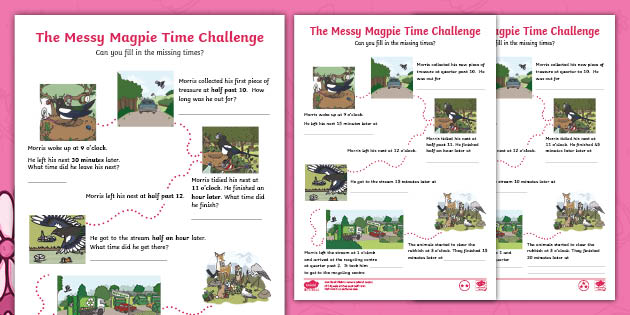 The Messy Magpie Time Challenges Differentiated Worksheets