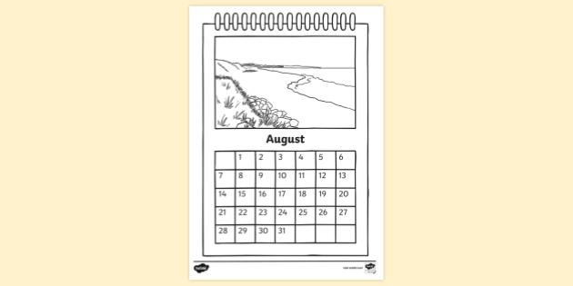 August Colouring Page | Colouring Sheets (Teacher-Made)