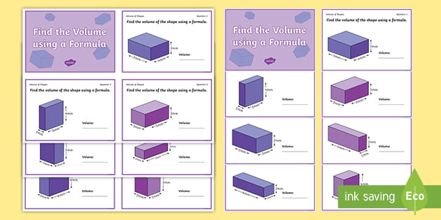 Find the Volume Using a Formula Challenge Cards