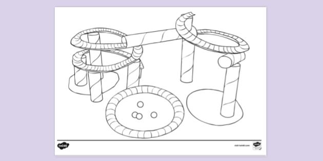 FREE! - Cardboard marble run with painted card | Colouring Sheets