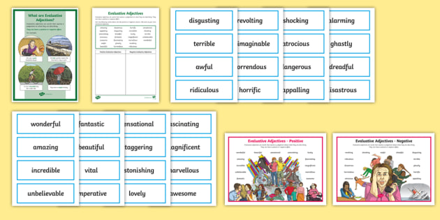 Evaluative Adjectives Resource Pack