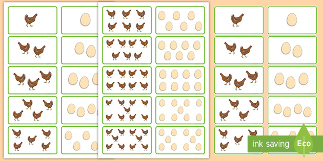 Hen and Egg Number Match Up Cards