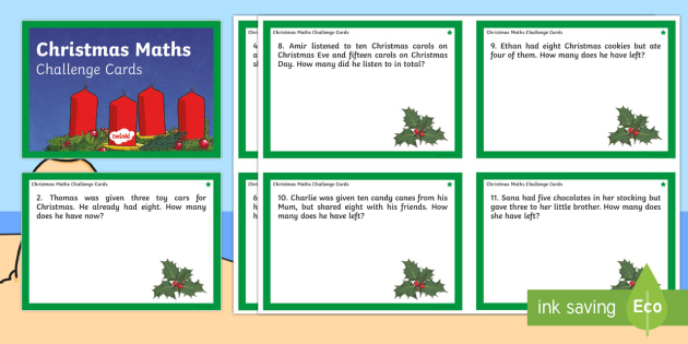 Christmas Differentiated Maths Challenge Cards