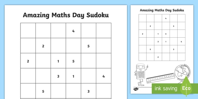 Second Level Amazing Maths Day Sudoku Worksheet