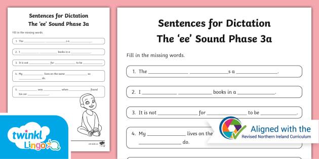 NI Linguistic Phonics 3a 'ee' Sound Dictation Sentences
