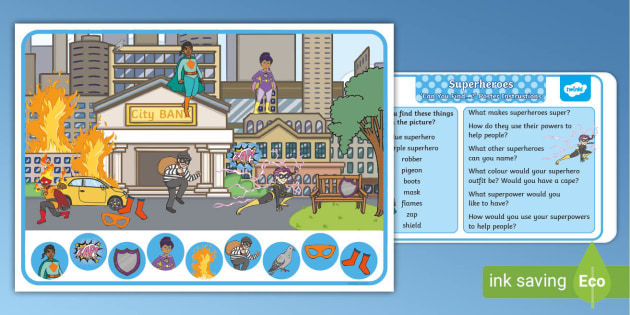Superheroes Can you Find...? Poster and Prompt Card Pack