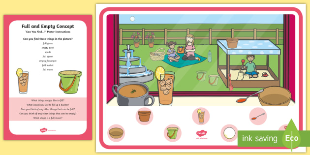 Full and Empty Concept Can You Find...? Poster and Prompt Card Pack