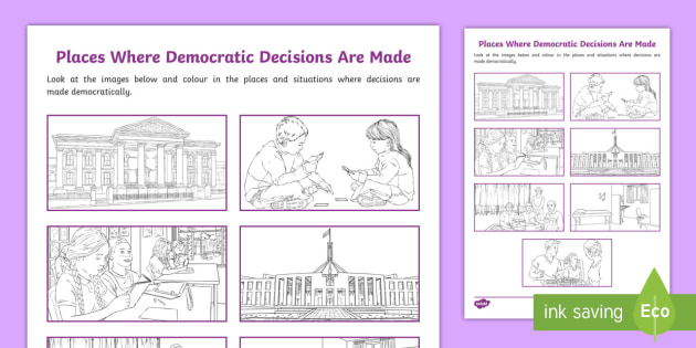 Places Where Democratic Decisions Are Made Worksheet