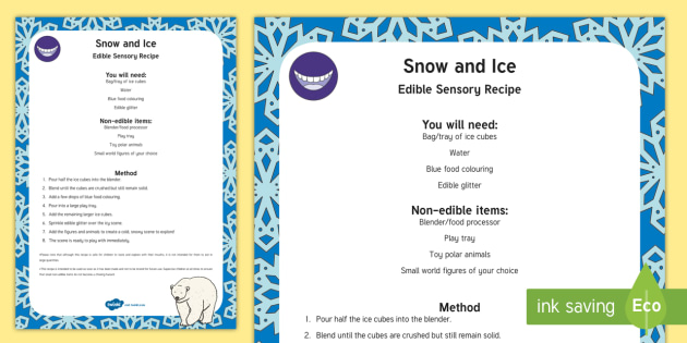 Snow and Ice Edible Sensory Recipe (teacher made)