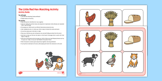 The Little Red Hen Matching Activity Busy Bag Resource Pack for Parents