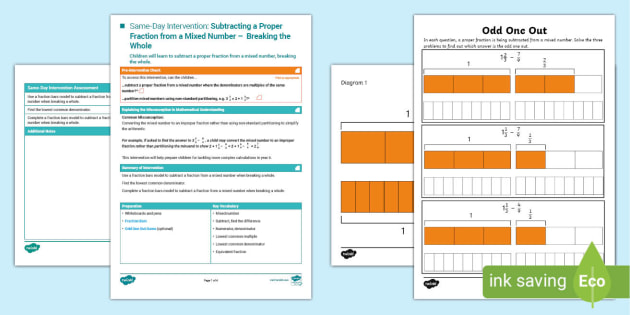 👉 Y5 Maths Plan: Fraction Subtract Mixed Number - Breaking a Whole