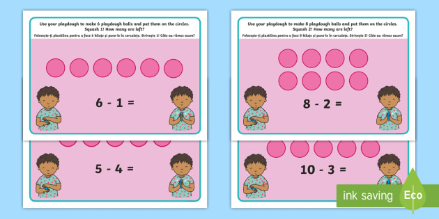 Subtraction Squash Playdough Mats English/Romanian