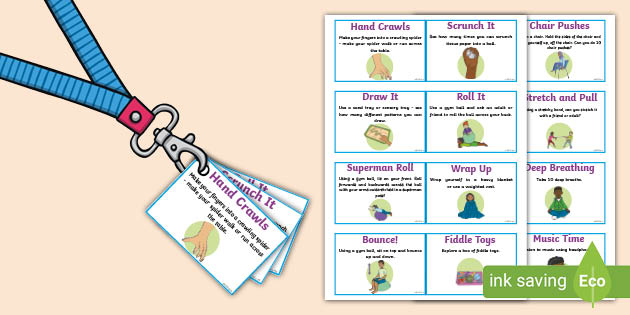 Lanyard Sized Sensory Brain Break Cards (teacher made)