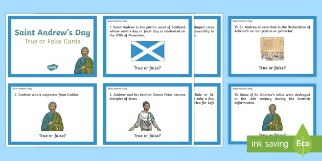 St Andrew's Day True or False Question Cards (teacher made)