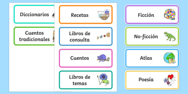 Book Corner Library Labels-Spanish